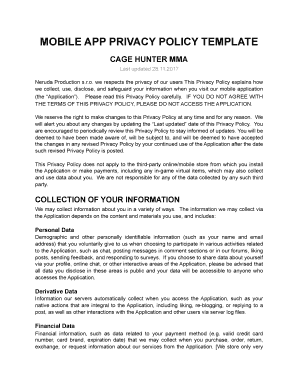 Fillable Online MOBILE APP PRIVACY POLICY TEMPLATE Fax Email Print ...