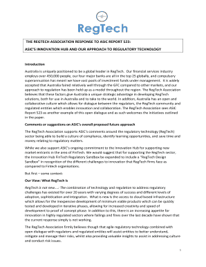 Fillable Online THE REGTECH ASSOCIATION RESPONSE TO ASIC REPORT 523 ...