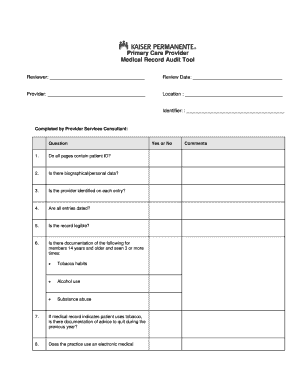 Fillable Online Medical Record Audit Tool Fax Email Print - pdfFiller
