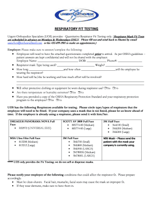 Fillable Online RESPIRATORY FIT TESTING Fax Email Print - pdfFiller