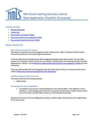 Fillable Online MD Check Cashing Services License Fax Email Print ...