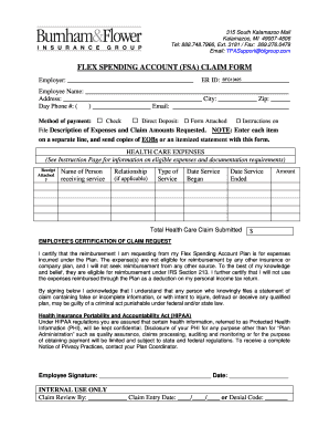 Fillable Online reason kzoo FLEX SPENDING ACCOUNT (FSA) CLAIM FORM Fax ...