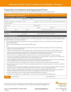 Fillable Online Prescriber Enrollment and Agreement Form - Adempas REMS ...
