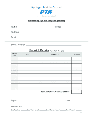 Fillable Online PTA Request For Reimbursement - springerpta.weebly.com ...