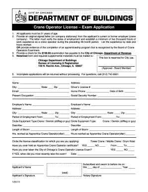 Fillable Online Crane Operator License Exam Application - ASIP: Local ...