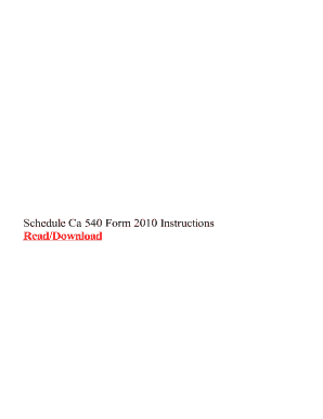 Fillable Online Schedule Ca 540 Form 2010 Instructions Fax Email Print ...