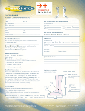Fillable Online ORDER FORM Kinetic Comprehensive AFO - io Fax Email ...