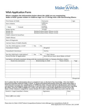 Fillable Online Wish Application Form - Make-A-Wish Ireland Fax Email ...