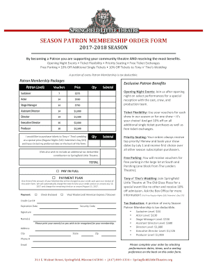 Fillable Online Patron Membership Packages Fax Email Print - pdfFiller