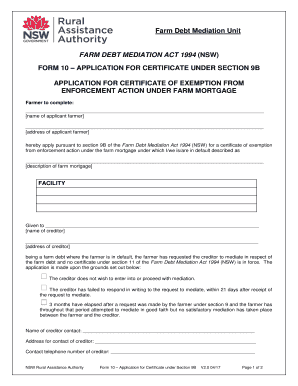 Fillable Online Form 10: Application for Certificate under Section 9b ...