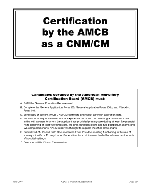 Fillable Online Certification by the AMCB as a CNM/CM Fax Email Print ...