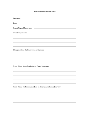 Fillable Online Post-Interview Debrief Form - WordPress.com Fax Email ...