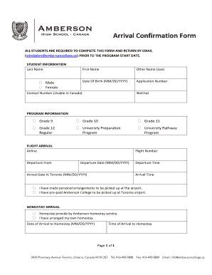 Fillable Online Arrival Confirmation Form Fax Email Print - pdfFiller