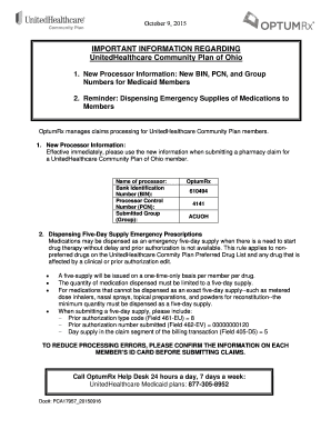 Fillable Online New Processor Information: New BIN, PCN, and Group Fax ...