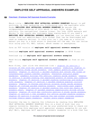 Fillable Online Employee Self Appraisal Answers Examples. Employee Self ...
