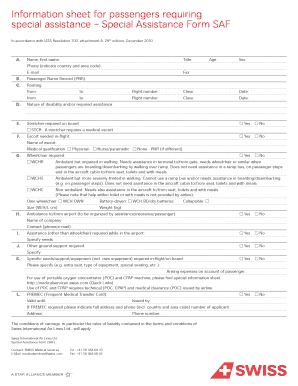 Fillable Online Information sheet for passengers requiringspecial ...