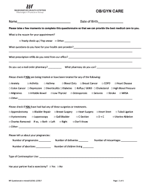 Fillable Online OB/GYN CARE Fax Email Print - pdfFiller