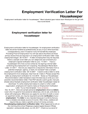 Employment Verification Letter For Housekeeper - Fill Online, Printable ...