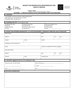 Fillable Online women texaschildrens REQUEST FOR REPRODUCTIVE ...