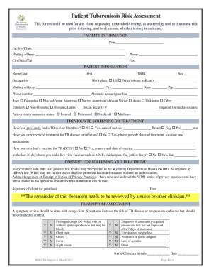 Fillable Online Patient Tuberculosis Risk Assessment Fax Email Print - pdfFiller