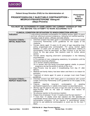 Fillable Online Patient Group Direction (PGD) for the Administration of ...