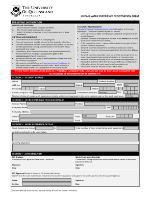 Fillable Online employability uq edu unpaid work experience ...