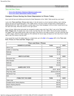 Fillable Online Then and Now: Prices Fax Email Print - pdfFiller