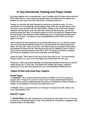 21 Day Devotional Fasting And Prayer Guide - Fill Online, Printable ...