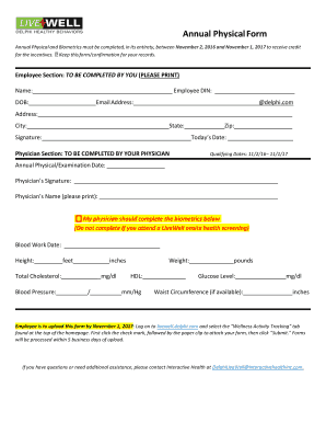 Fillable Online Annual Physical Form - Asset Health Fax Email Print ...