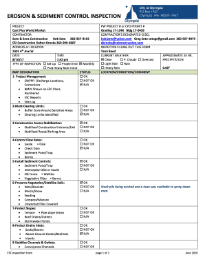 Fillable Online EROSION & SEDIMENT CONTROL INSPECTION Fax Email Print ...