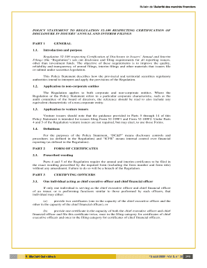 Fillable Online lautorite qc POLICY STATEMENT TO REGULATION 52-109 ...