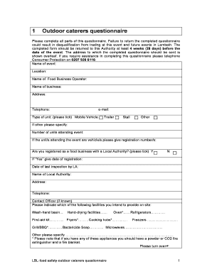 Fillable Online Outdoor caterers questionnaire Fax Email Print - pdfFiller