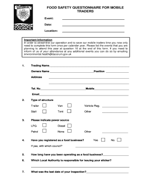 Fillable Online Food safety questionnaire for outdoor event caterers ...