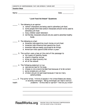 Junk Food Ad Attack Answer Key - Fill Online, Printable, Fillable ...