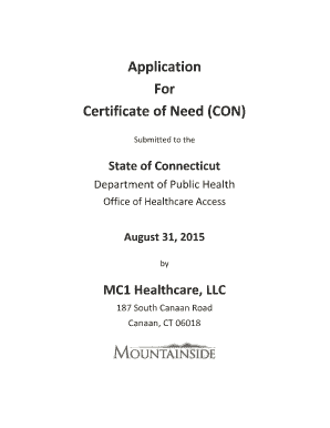 Fillable Online Application For Certificate of Need (CON) Fax Email ...