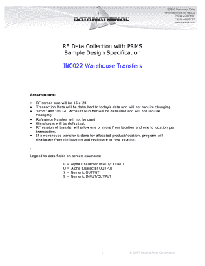 Fillable Online Sample Warehouse Transfers - IN0022 Fax Email Print ...