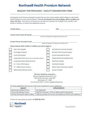 Fillable Online Request for privileges Facility designation form ...