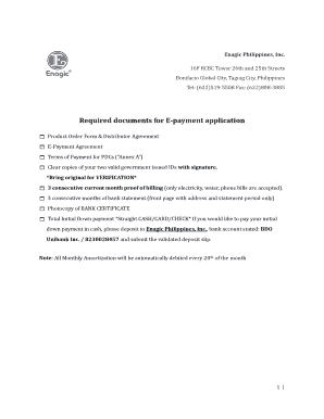 Fillable Online Required documents for E-payment application Fax Email ...