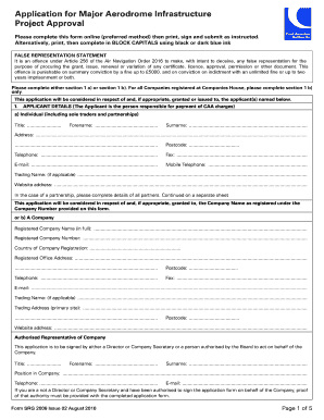 Fillable Online Application for Major Aerodrome Infrastructure Project ...