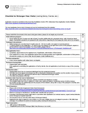 Fillable Online Checklist for Schengen Visa: Visitor (visiting family, friends, etc.) Fax Email ...