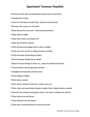 Fillable Online apartment turnover checklist - indocbt Fax Email Print ...