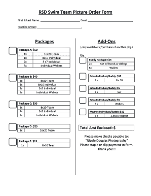Fillable Online RSD Swim Team Picture Order Form Fax Email Print ...