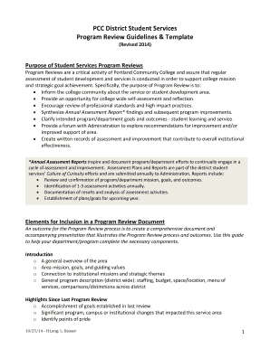 Fillable Online PCC Student Services Program / Department Review Fax Email Print - pdfFiller