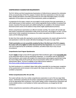 Fillable Online COMPREHENSIVE EXAMINATION REQUIREMENTS Fax Email Print ...