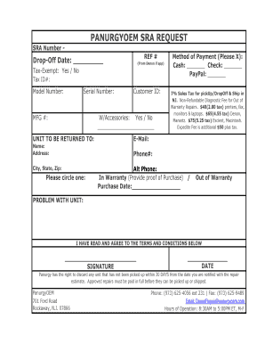 Fillable Online Panurgy OEM SRA Request Form Fax Email Print - pdfFiller