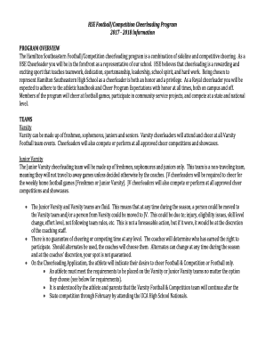 Fillable Online HSE Football/Competition Cheerleading Program Fax Email ...