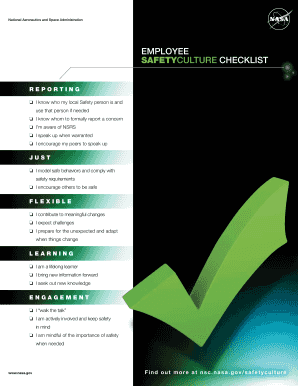 Fillable Online Safety Culture Employee Checklist. Safety Culture Fax ...