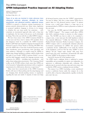 Fillable Online The APRN Compact: APRN Independent Practice Imposed on All ... Fax Email Print ...