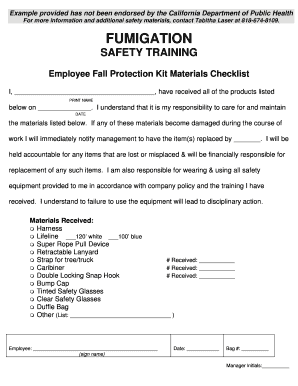 Fillable Online Fumigation and fall protection checklist Fax Email ...