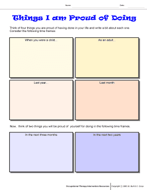 Fillable Online Things I am Proud of Doing - Joyful Growth Fax Email ...